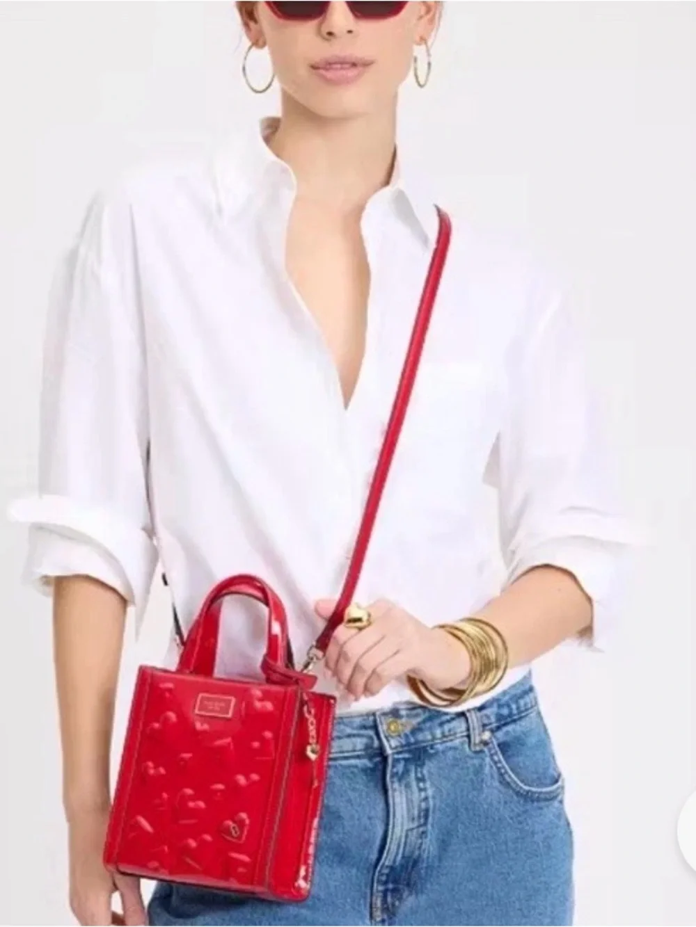 kate spade | Bags | Kate Spade Red Patent Heartembossed Crossbody Bag ...